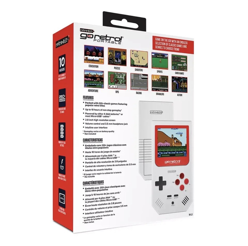Retro-Bit Go Retro Portable V1.3 Game Player [ 250+ Classic Games ...