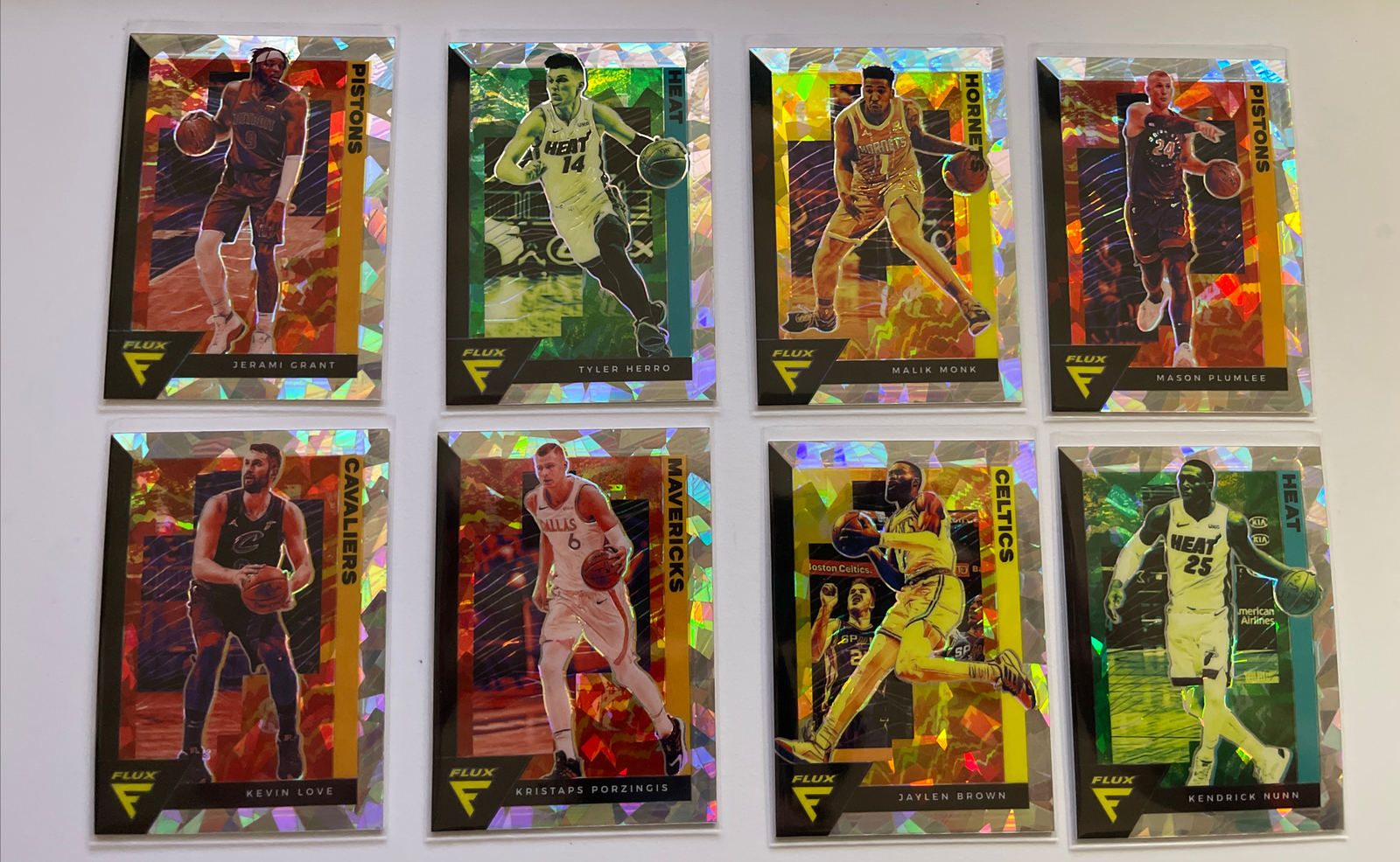 Lot of 8 - 2020-21 Flux Silver Cracked Ice Prizm - Herro, Grant, Monk ...