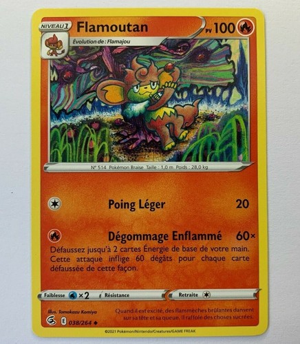 Carte Pokémon FLAMOUTAN 100 PV 038/264 EB08 Poing de Fusion FST ...