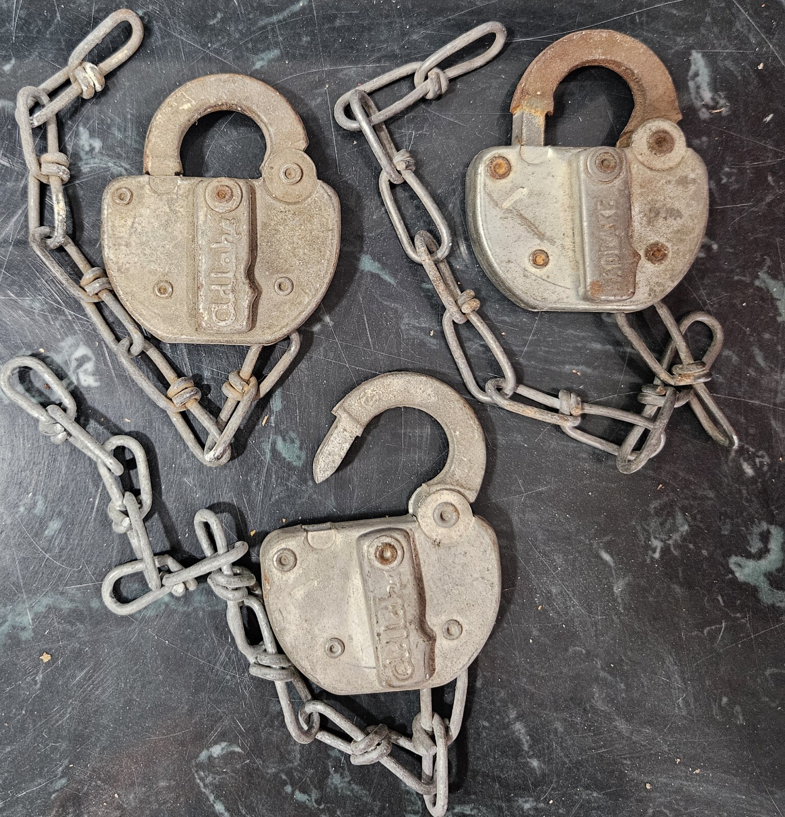 Lot Of 3 Vintage Adlake "Frisco" Railroad Locks with Chain, no key | eBay