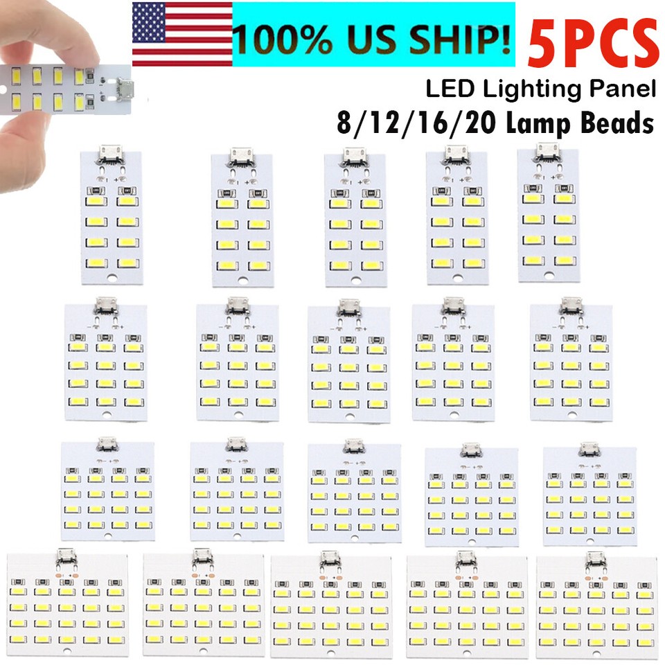 5PCS 5730 SMD 5V 430~470mA Mirco USB White LED Lighting Panel Emergency ...