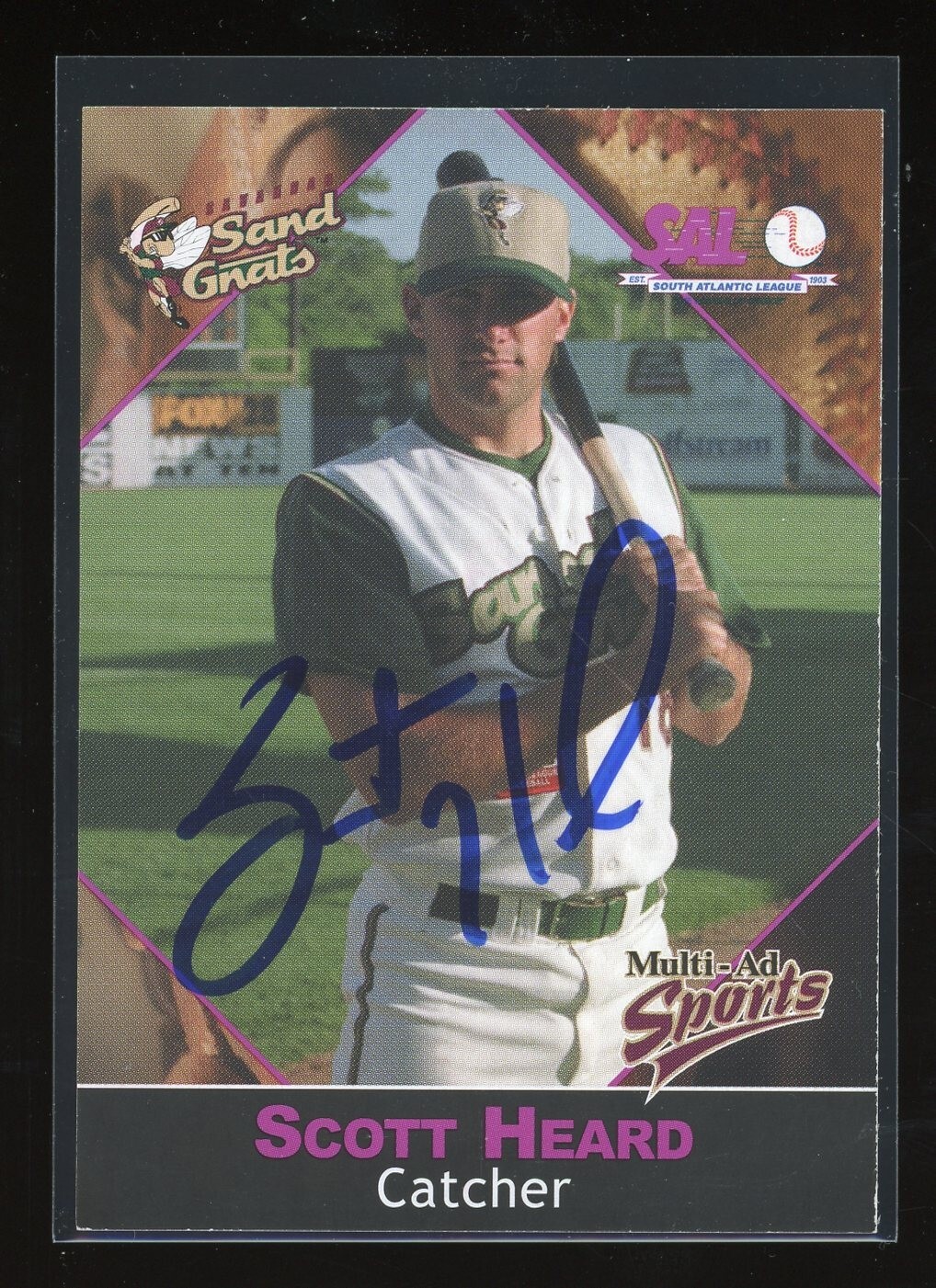 2001 Savannah Sand Gnats SCOTT HEARD Signed Card autograph AUTO RANGERS ...