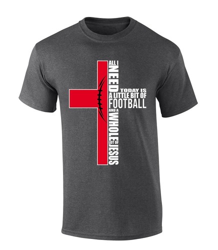 Mens Christian Tshirt Football and Jesus Team Color Short Sleeve T ...