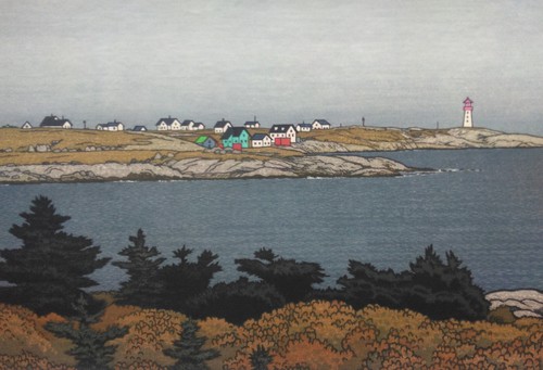 Toshi Yoshida - Peggy's Cove - Woodblock Print Pencil 1975 - Hozon ...