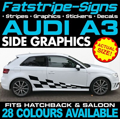 to fit AUDI A3 GRAPHICS STRIPES STICKERS DECAL CAR HATCHBACK SALOON S ...
