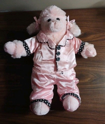 Build A Bear Wacky Bear Pink Poodle Plush Doll French Puppy Silk PJs ...