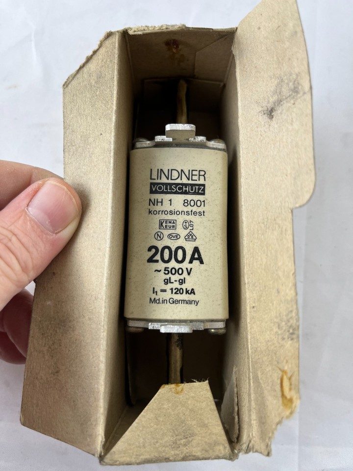 Lindner Vollschutz NH1 8001.2007 Fuse 200A 500V gL/gG 120kA Corrosion ...
