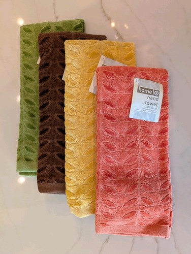 NWT Target Home brand Set of 4 Cotton Hand Towels w Leaf Pattern In ...
