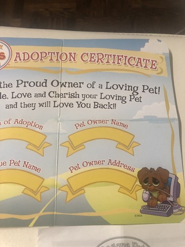 Vintage MYEPets adoption Certificate and Pamphlet | eBay