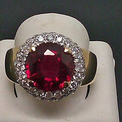 Unique Ruby Round Stone Yellow Plated Engagement Ring In 935 Argentium ...