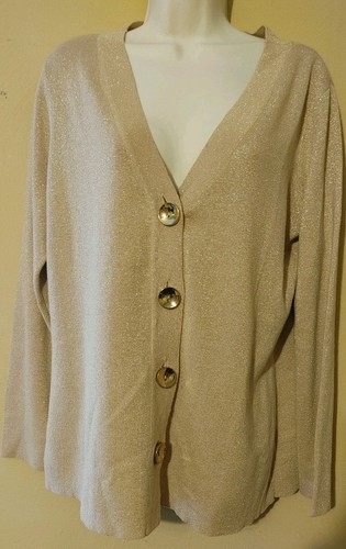 VTG Covington Gold Metallic Shimmer Button Up Cardigan Women XL | eBay