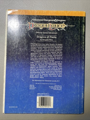 Advanced Dungeons & Dragons Module DL2 Dragons of Flame Dragonlance ...