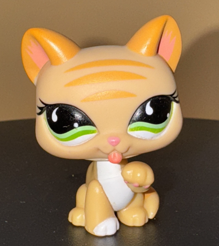 Littlest Pet Shop LPS Cat 842 Hasbro Tan with Orange Markings Comma ...