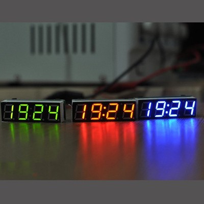 12V Digital Clock Car LED Electronic Clock Time Alarm Voltage ...