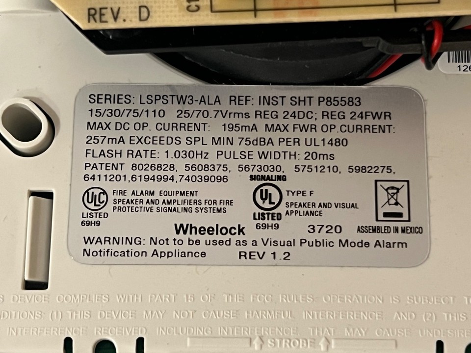 NEW Wheelock LSPSTW3-ALA LED3 Series Fire Alarm Alert Speaker Strobe ...