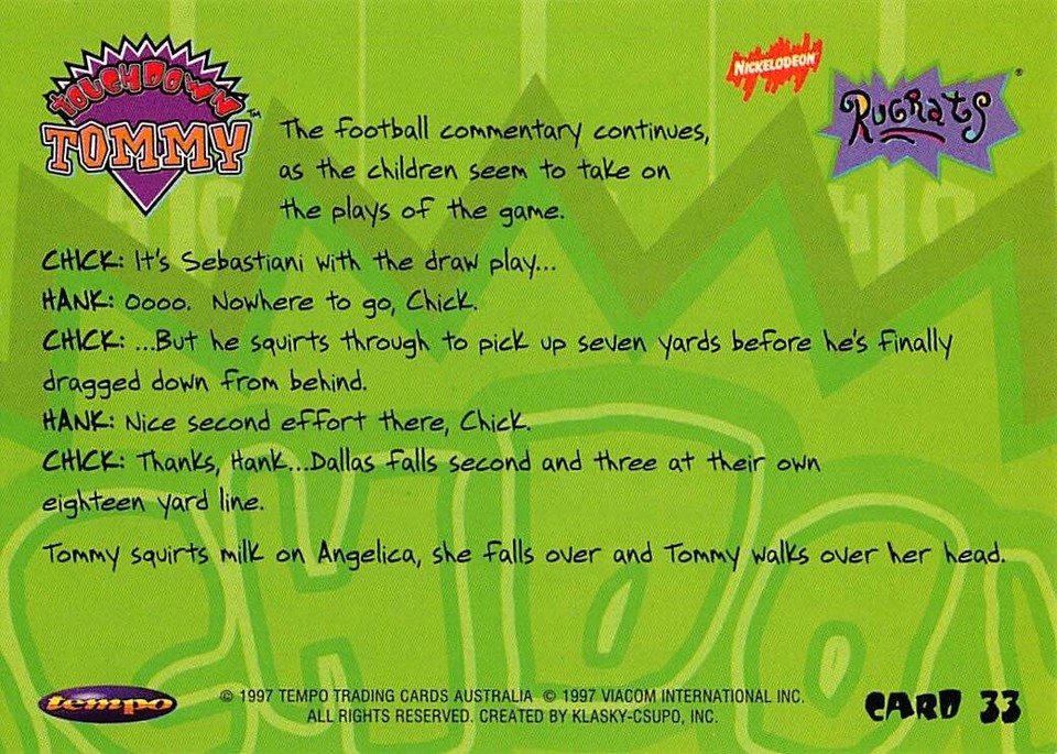 Rugrats Nickelodeon Vintage Trading Card 1997 Tempo Nice Second Effort ...