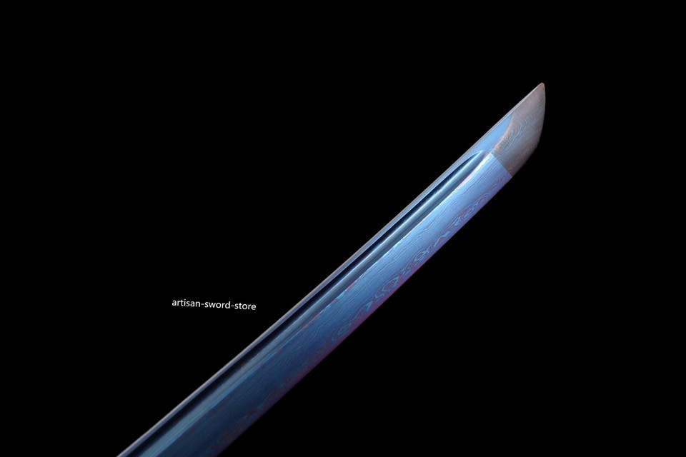 Blue Blade Japanese Shirasaya Katana Samurai Sword Folded Steel Full ...