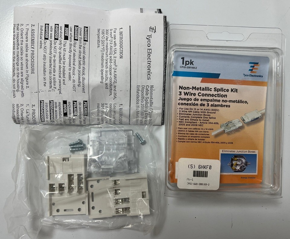 (3 Packs) Tyco Non-Metallic Splice Kit 3 Wire Connection CPGI-208169-2 ...
