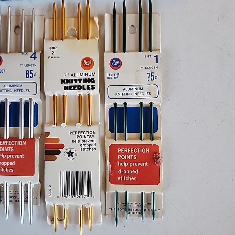 6 Pkgs Double Pointed Aluminum Knitting Needles Perfection Points Boye | eBay