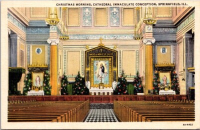 Postcard Christmas Morning Cathedral Immaculate Conception Springfield ...