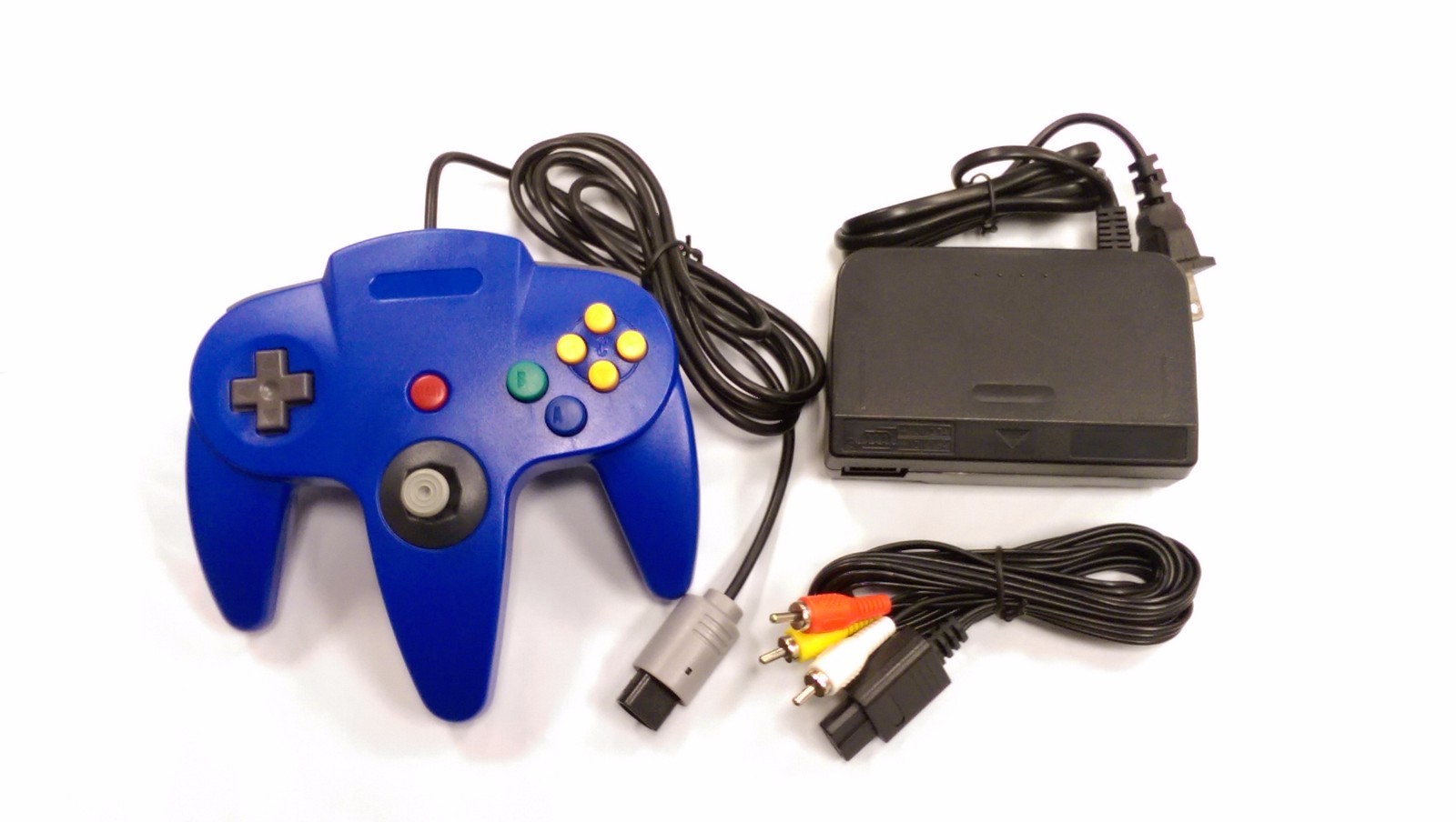 ** AC Adaptor + Blue Controller + AV Cable Cord Bundle for Nintendo 64 ...