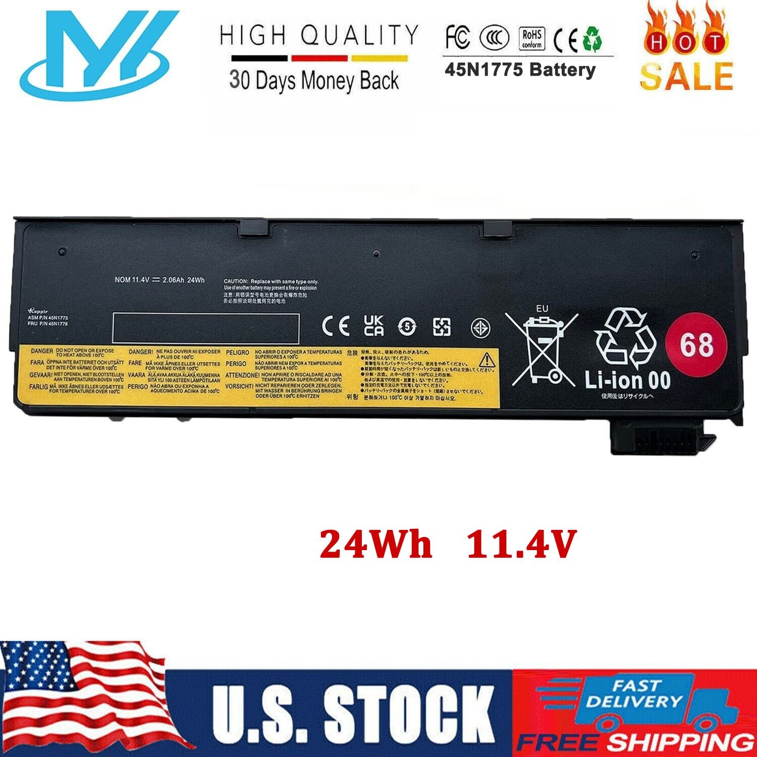 68 45N1775 Battery For Lenovo Thinkpad T440 T450 T460 T460P T470P T550 ...