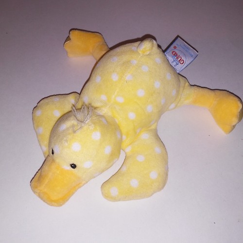 Baby Gund Dottie Dots Yellow Duck Rattle Plush Stuffed Animal Kids Toys ...