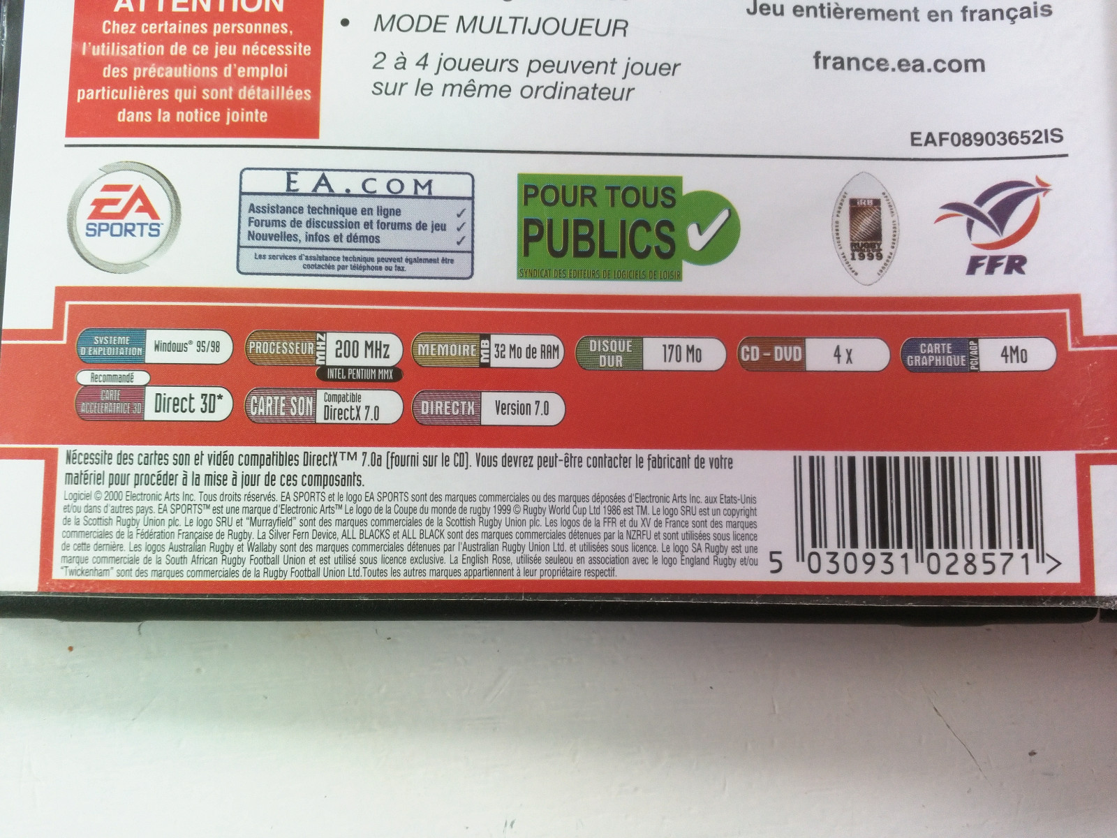 rugby 2001 PC FR | eBay