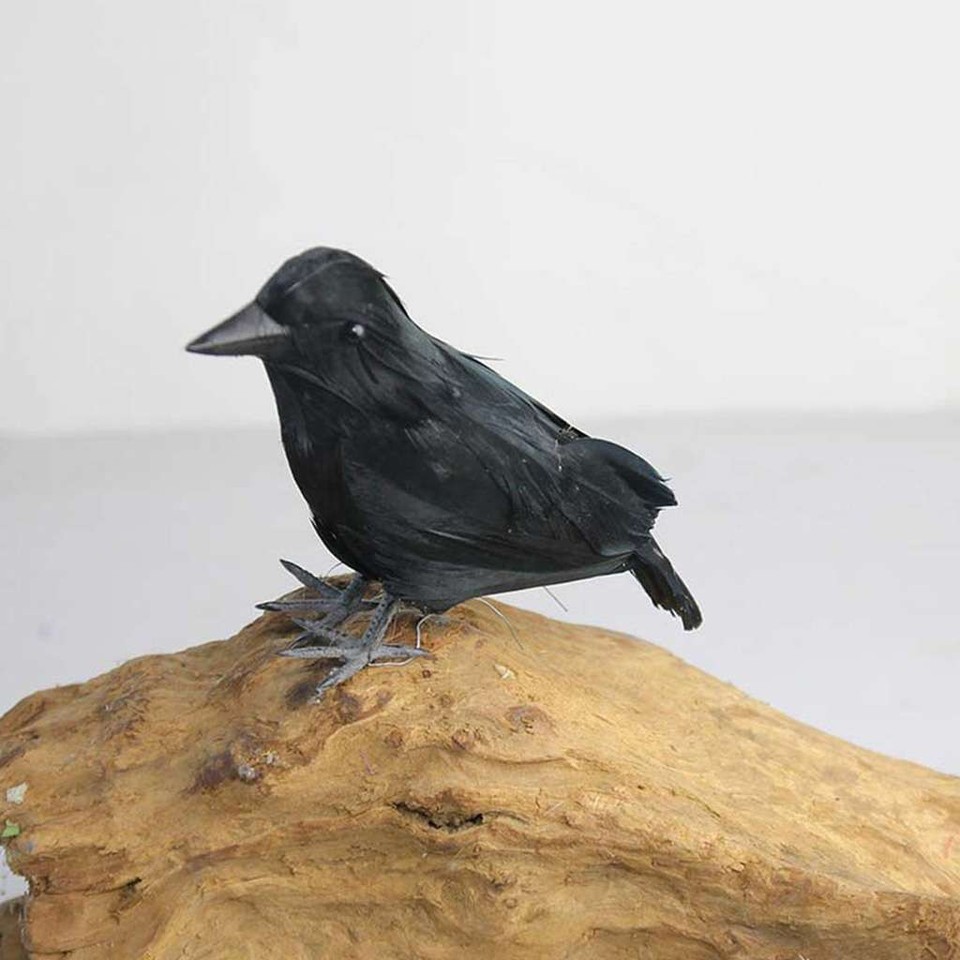 3PCS Halloween Crow Prop Large Realistic Raven Feathered Spooky Party ...