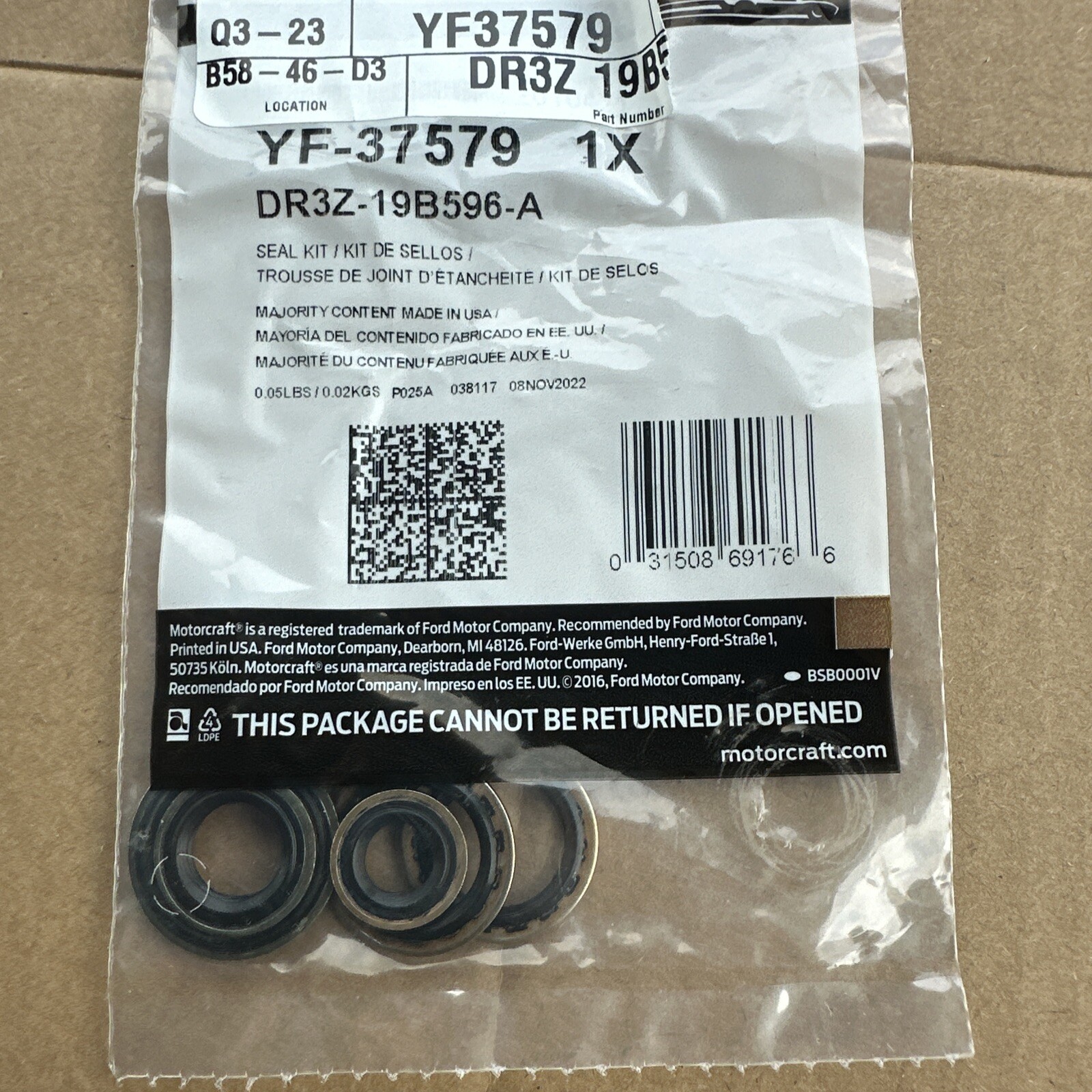 New OEM Ford A/C System O-Ring and Gasket Kit Motorcraft YF-37579 DR3Z ...