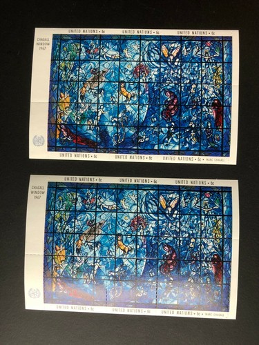 MARK CHAGALL "WINDOW (1967) 2-Full Mint Sheet of 6 United Nations ...