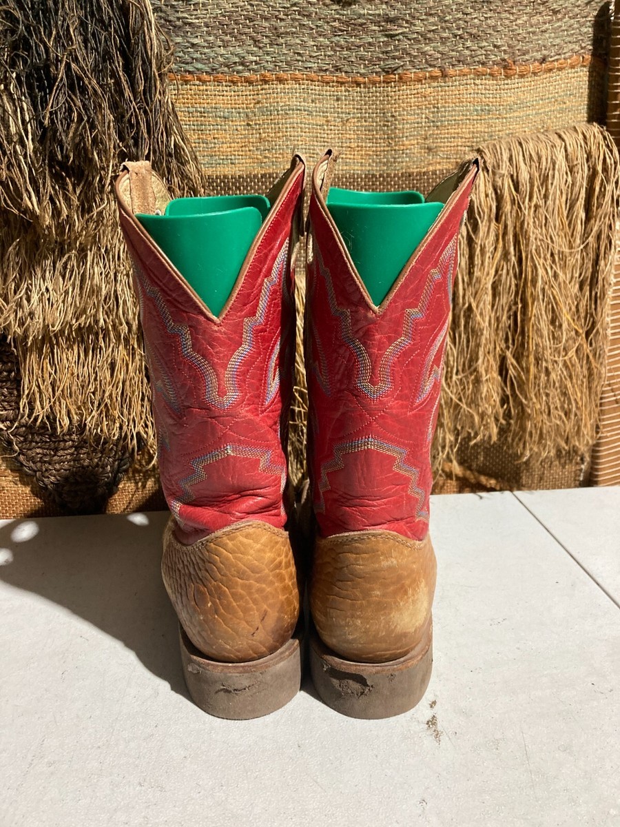 Justin Mens Red/Brown Leather Western Cowboy Boots sz 9.5 D Justin Mens Red/Brown Leather Western Cowboy Boots sz 9.5 D