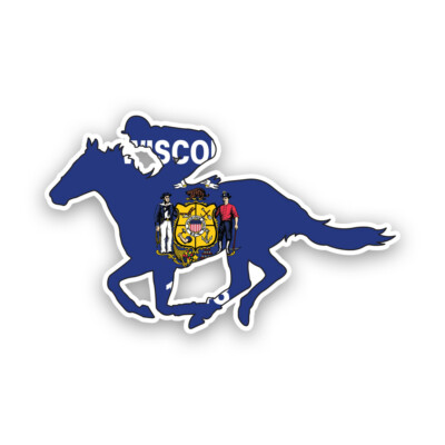 Wisconsin WI Horse Racing Flag Sticker Decal - Weatherproof ...