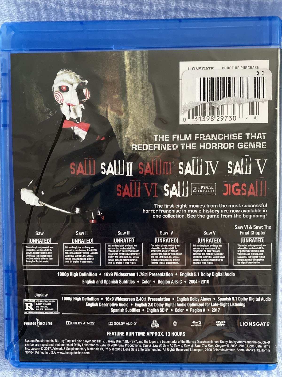 Saw The Legacy Collection Blu-ray Leigh Whannell Damaged Case ...
