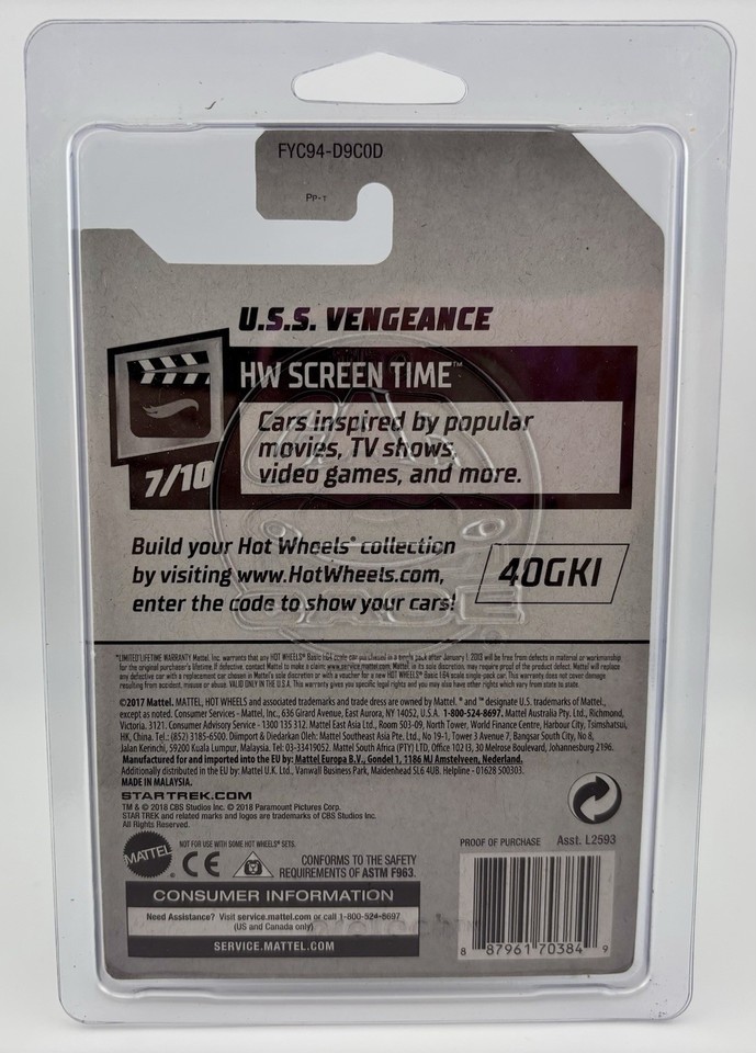 Hot Wheels ~ Star Trek U.S.S. Vengeance ~ Grey w/Protector case | eBay