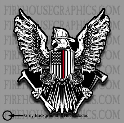 Bald Eagle Firefighter Thin Red Line Maltese Cross American Flag decal ...