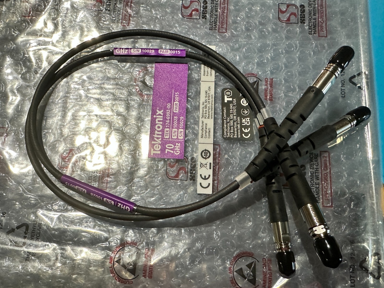 Tektronix 174-6992-00 70GHz Precision Matched Cable Pair 1.85mm male ...