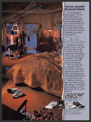 Asics Gel Shoes 1990s Print Advertisement Ad 1992 "Anyone can push the ...