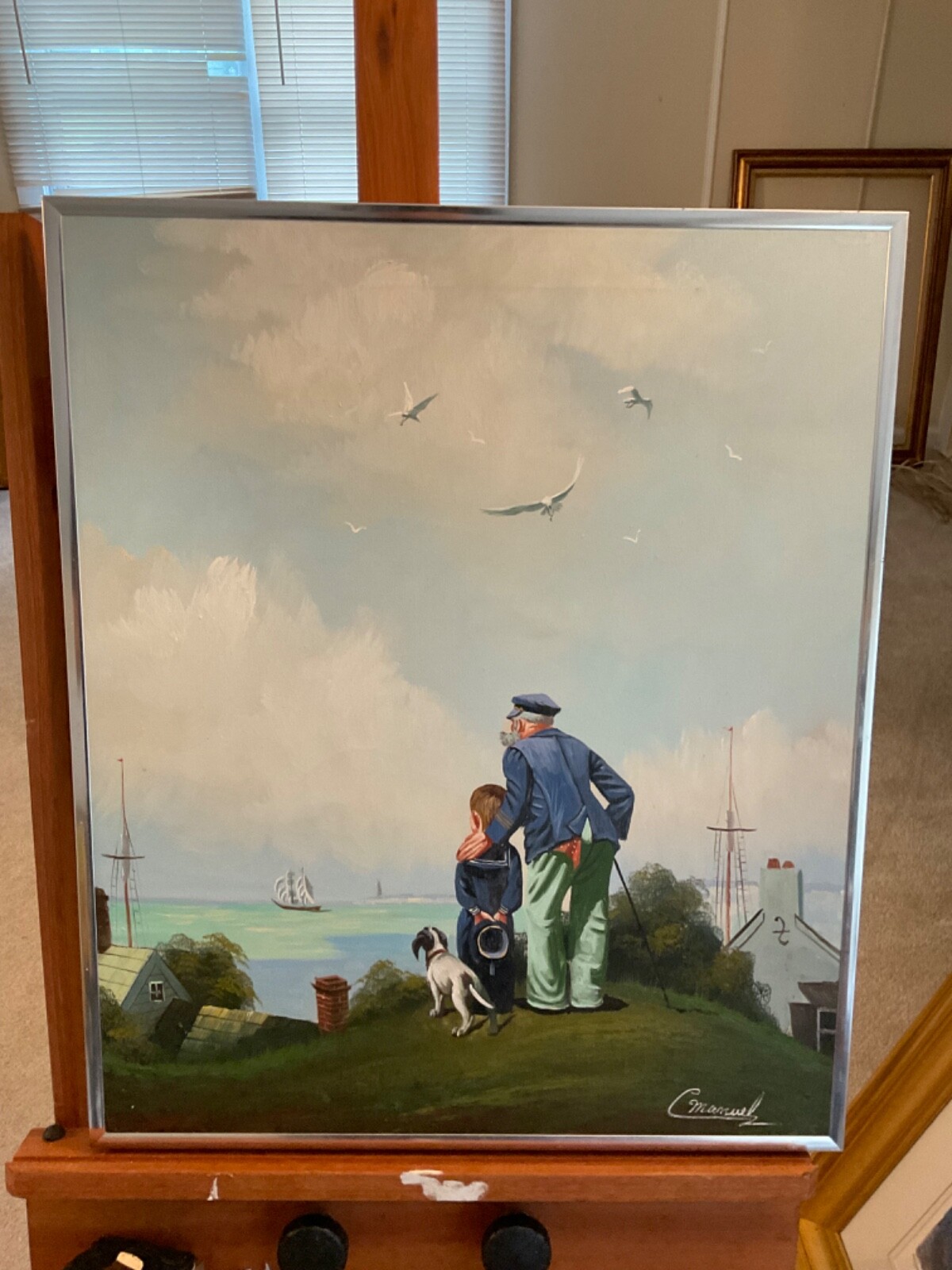 C. Manuel Oil Painting on canvas Captain and Boy Nautical 20x24 Outward ...