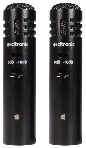 Citronic Stereo Condenser Microphone Package Recording Drum Choir Mic ...