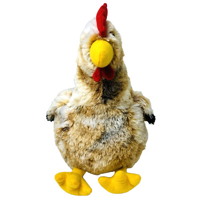 Hugfun Fluffy Chicken Rooster Plush Calico Brown Cream Stuffed Animal ...