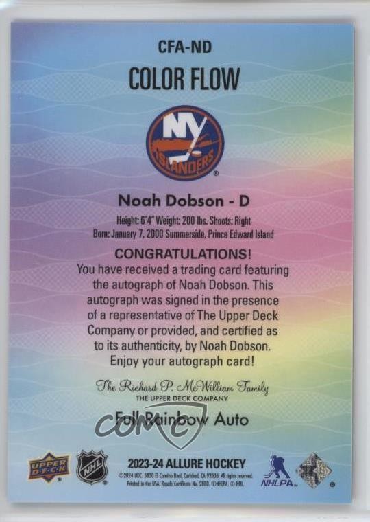 2023-24 Upper Deck Allure Color Flow Full Rainbow Noah Dobson #CFA-ND ...