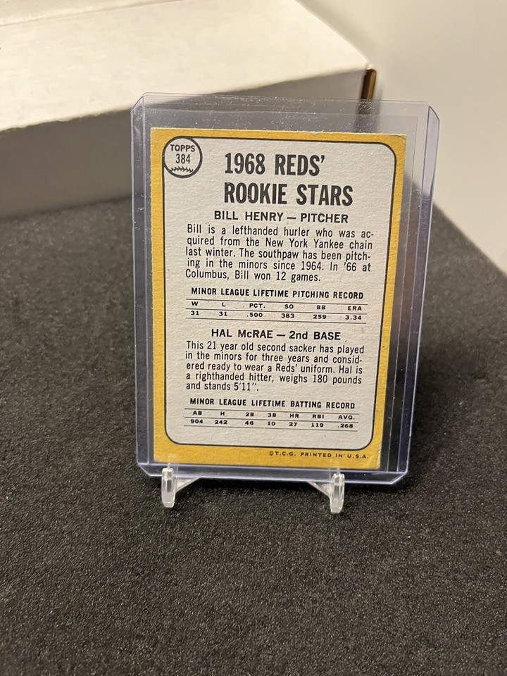 1968 Topps Rookie Stars card 384 Hal McRae & Bill Henry Cincinnati Reds ...