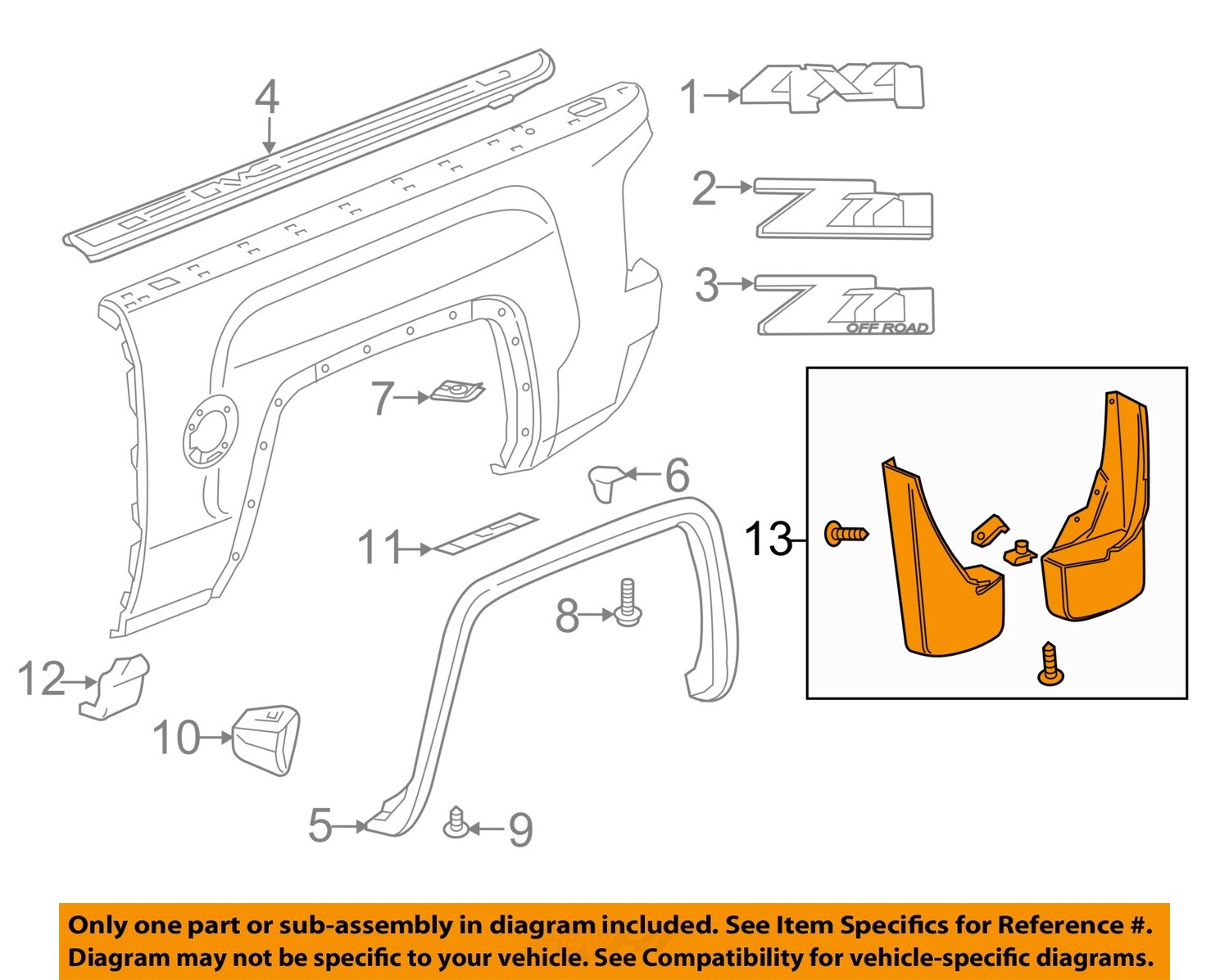 GM OEM 14-19 Silverado 1500 Pick Up Box Exterior Trim-Mud Guard ...