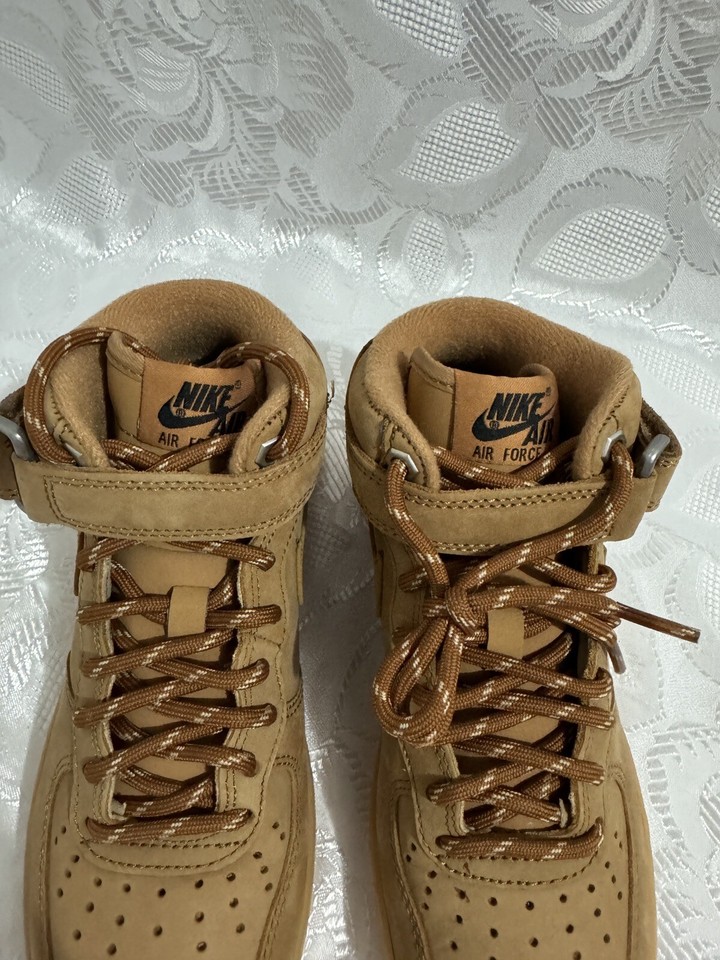NIKE AIR FORCE 1 SZ 3.5Y OR 5W DJ9158 200 FLAX WHEAT BROWN GUM BOTTOM ...