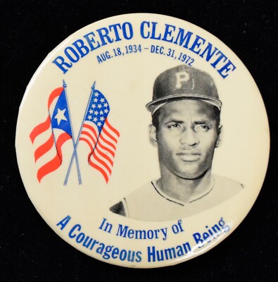1972 Baseball Roberto Clemente Pirates Memory Memorial Souvenir Pin ...