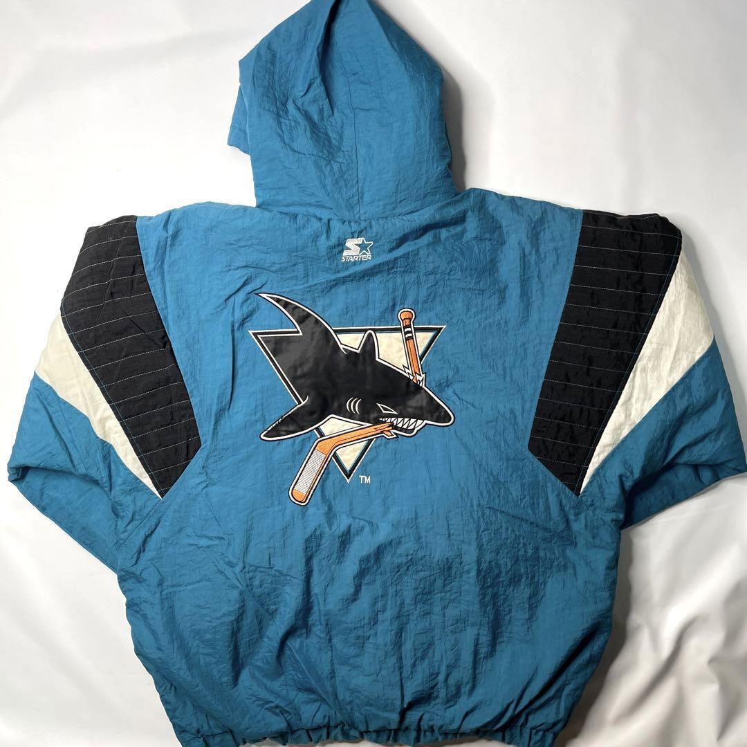 Rare 90's Starter x Nhl Sharks Nylon Half Zip - Gem