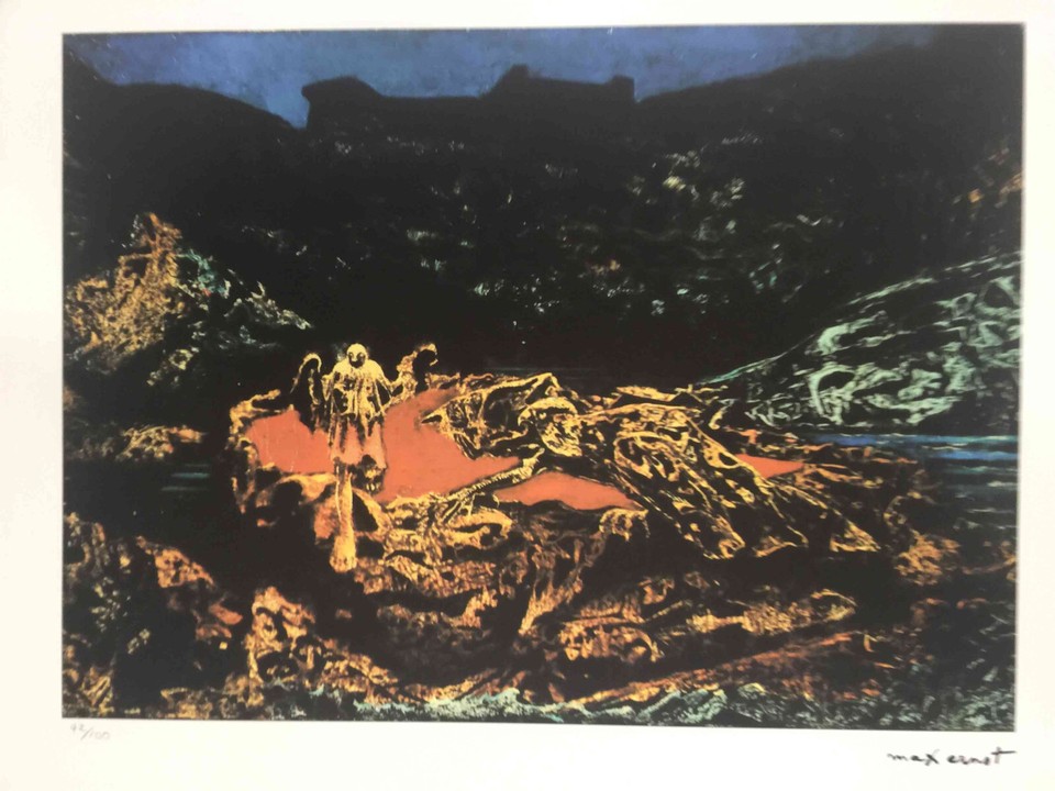 Max Ernst Lithography off set cm 50x70 signing on plate with ...