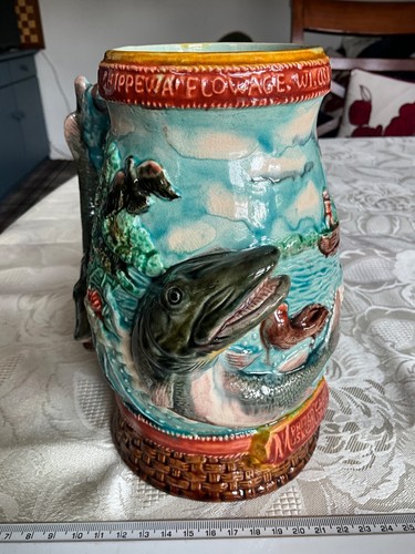 1949 Chippewa Flowage Majolica Tankard - Louis Spray world record ...