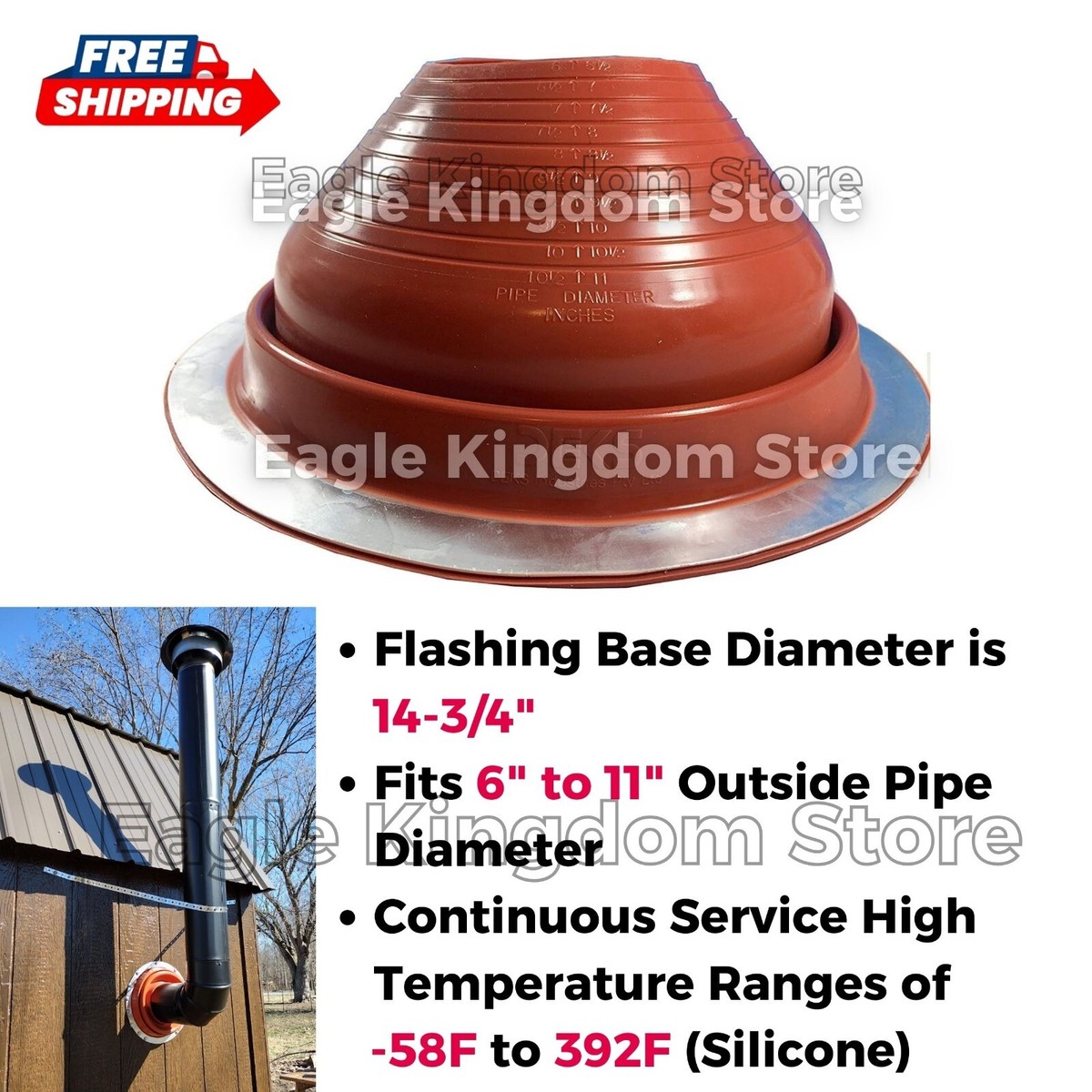 14 Metal Roof Flashing Boot 8 High Temp Silicone Chimney Boot